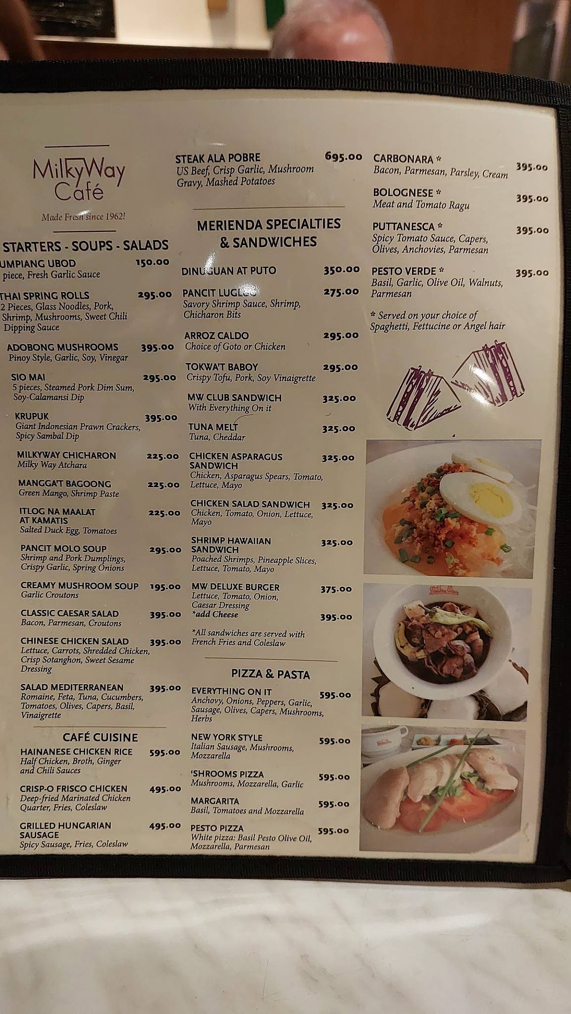 Menu at Milky Way Cafe, Makati, Milkyway