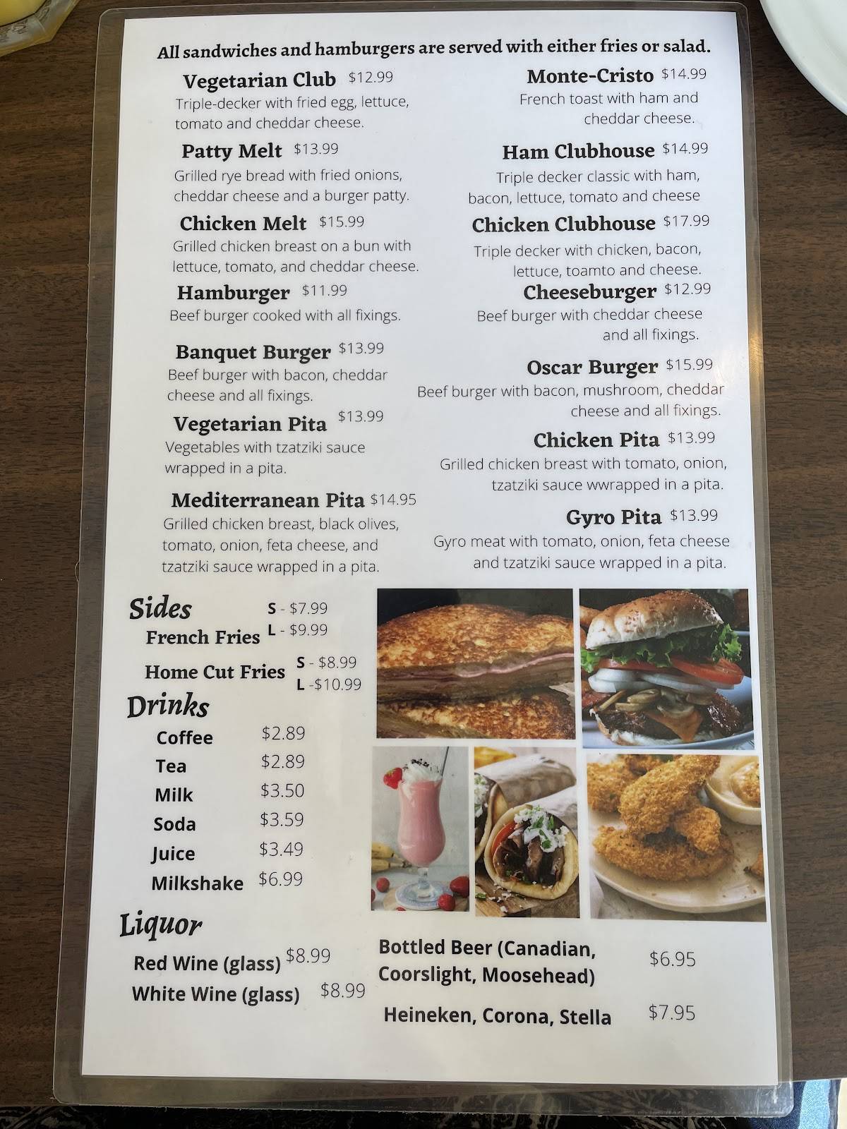 Menu at My Place restaurant, New Hamburg