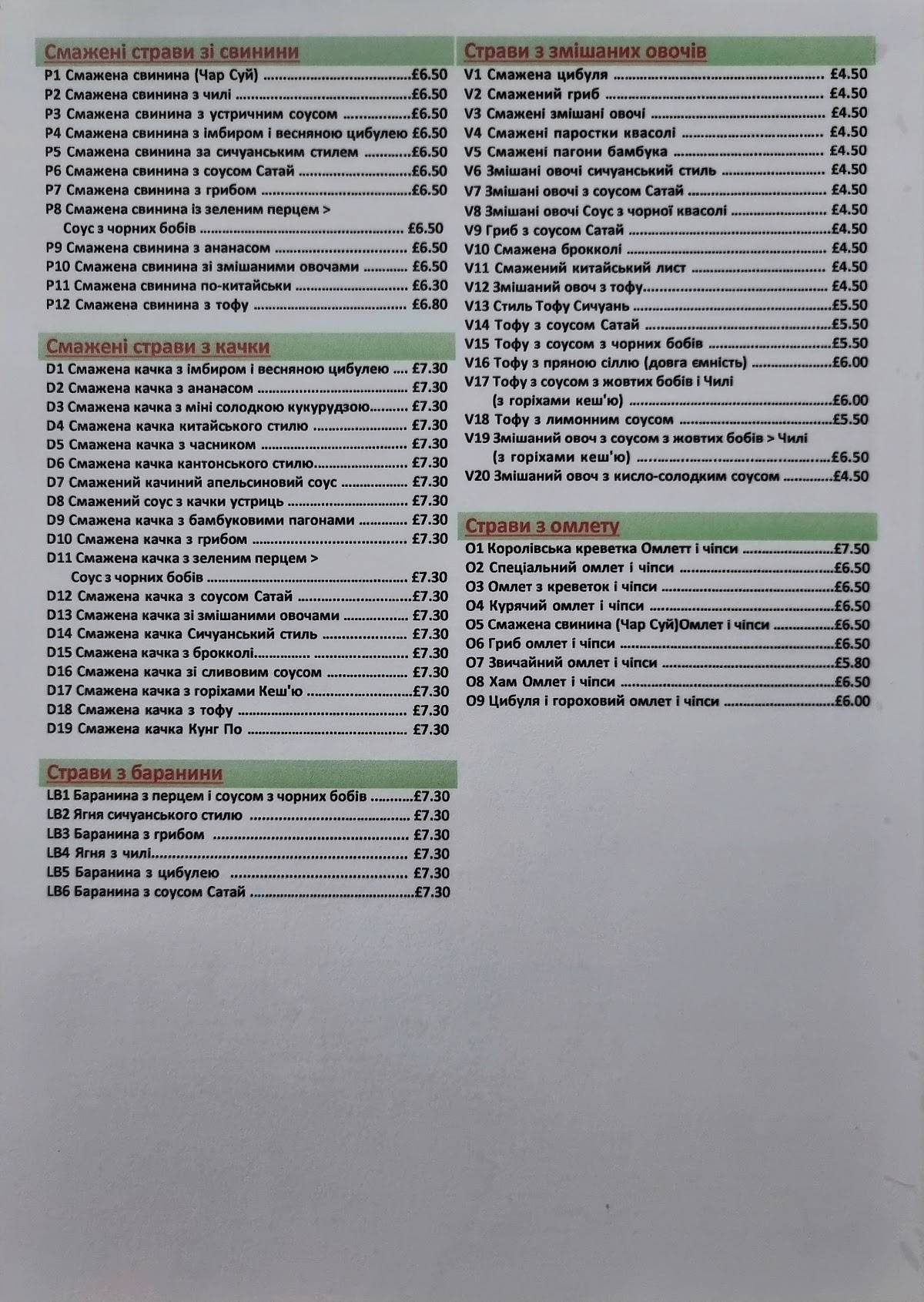 Menu at Loon Tin fast food, Reading