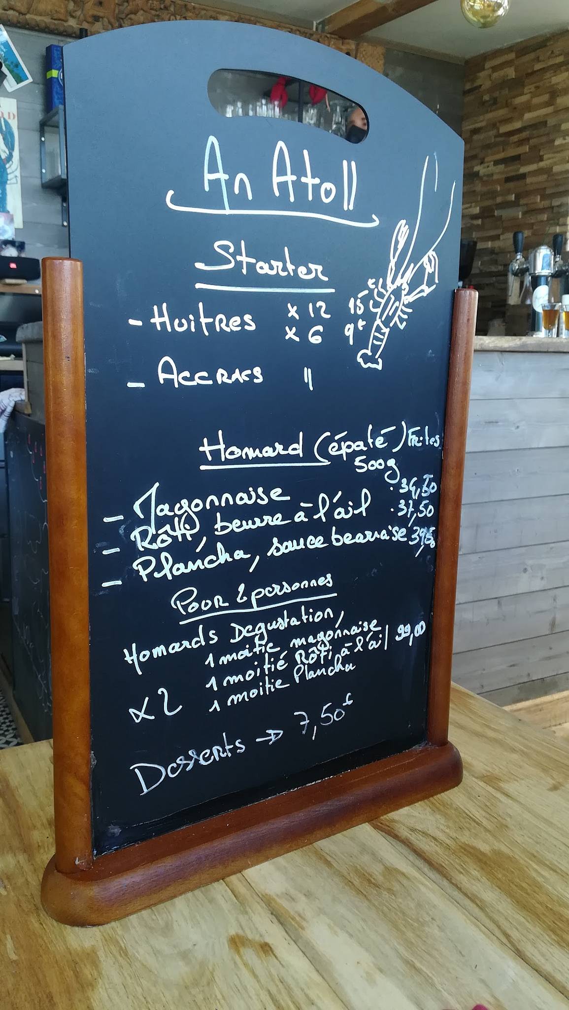 Menu au An Atoll restaurant, Guilvinec