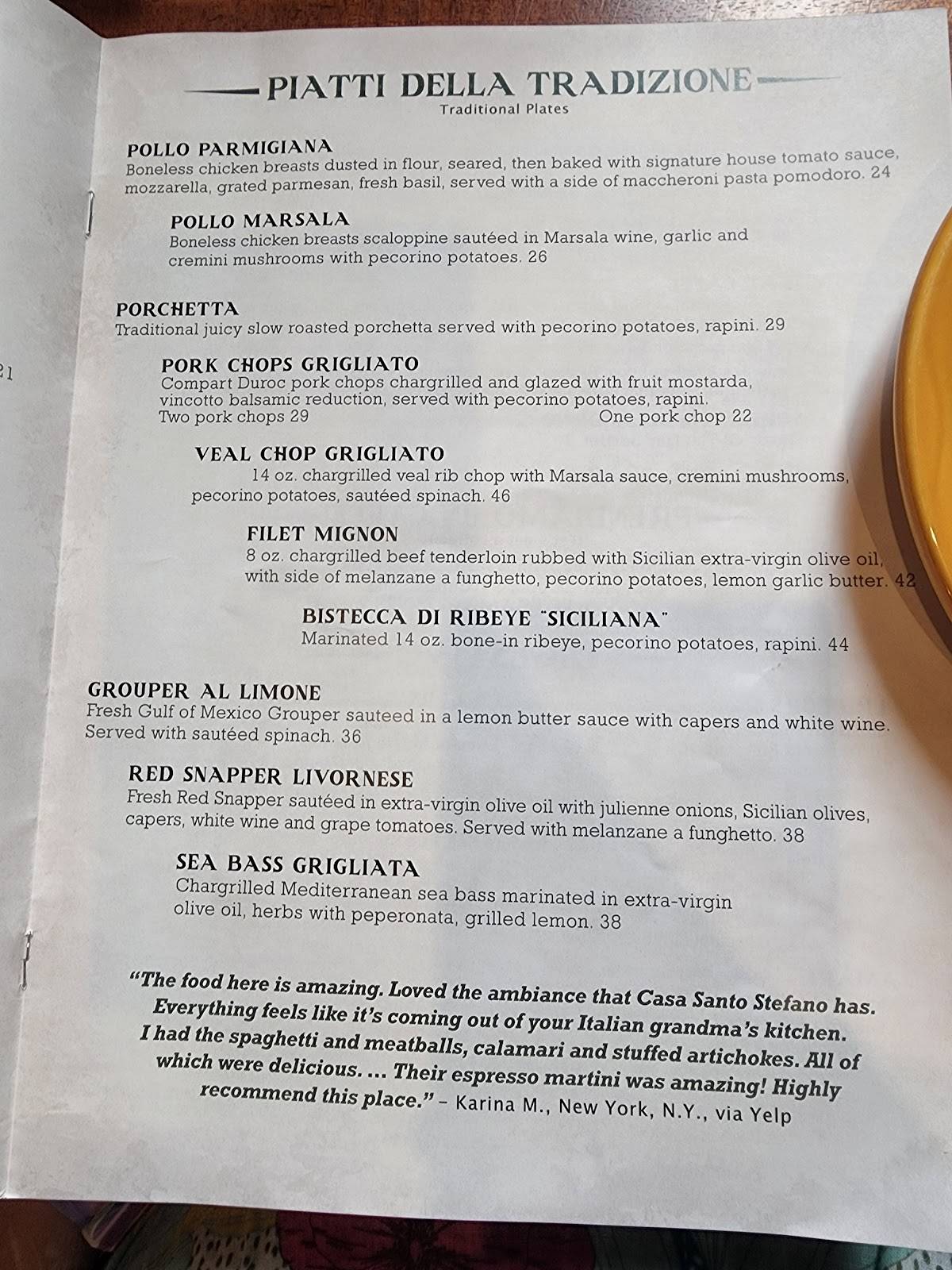 Menu at Casa Santo Stefano pub & bar, Tampa