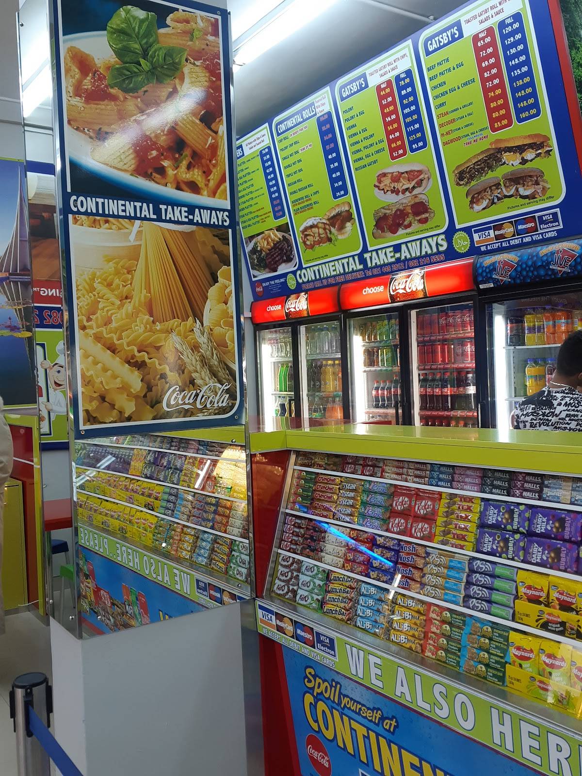 Menu at Continental Take-Away restaurant, Cape Town