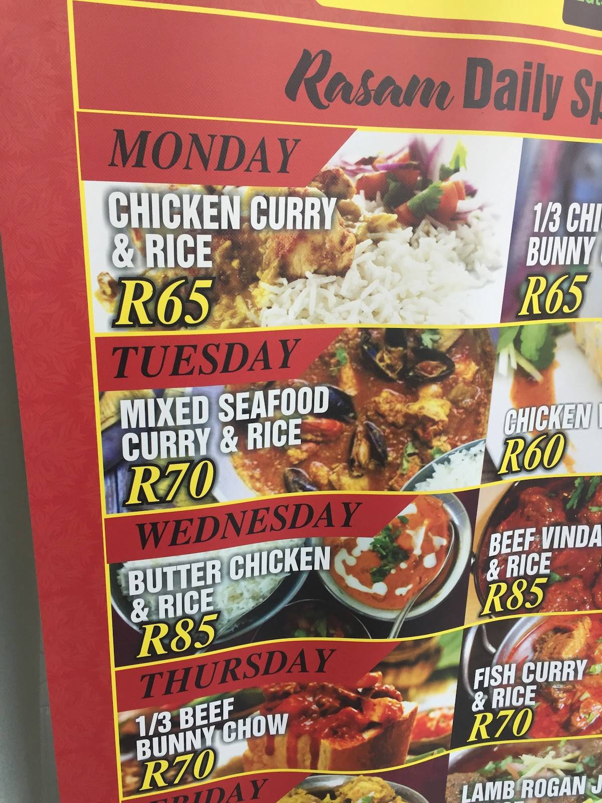 Menu at Rasam Tandoori Indian Restaurant & Takeaway @ moreleta park ...