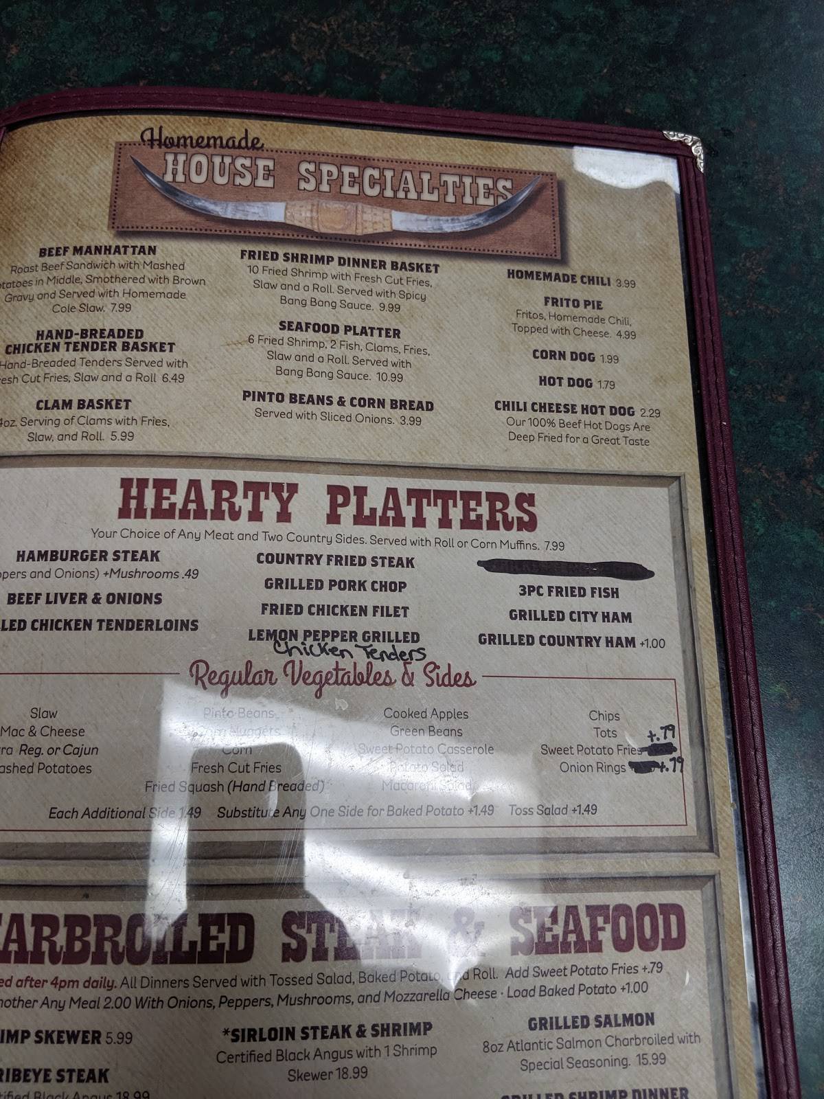 Menu at Raezack's Grill & Deli steakhouse, Helenwood
