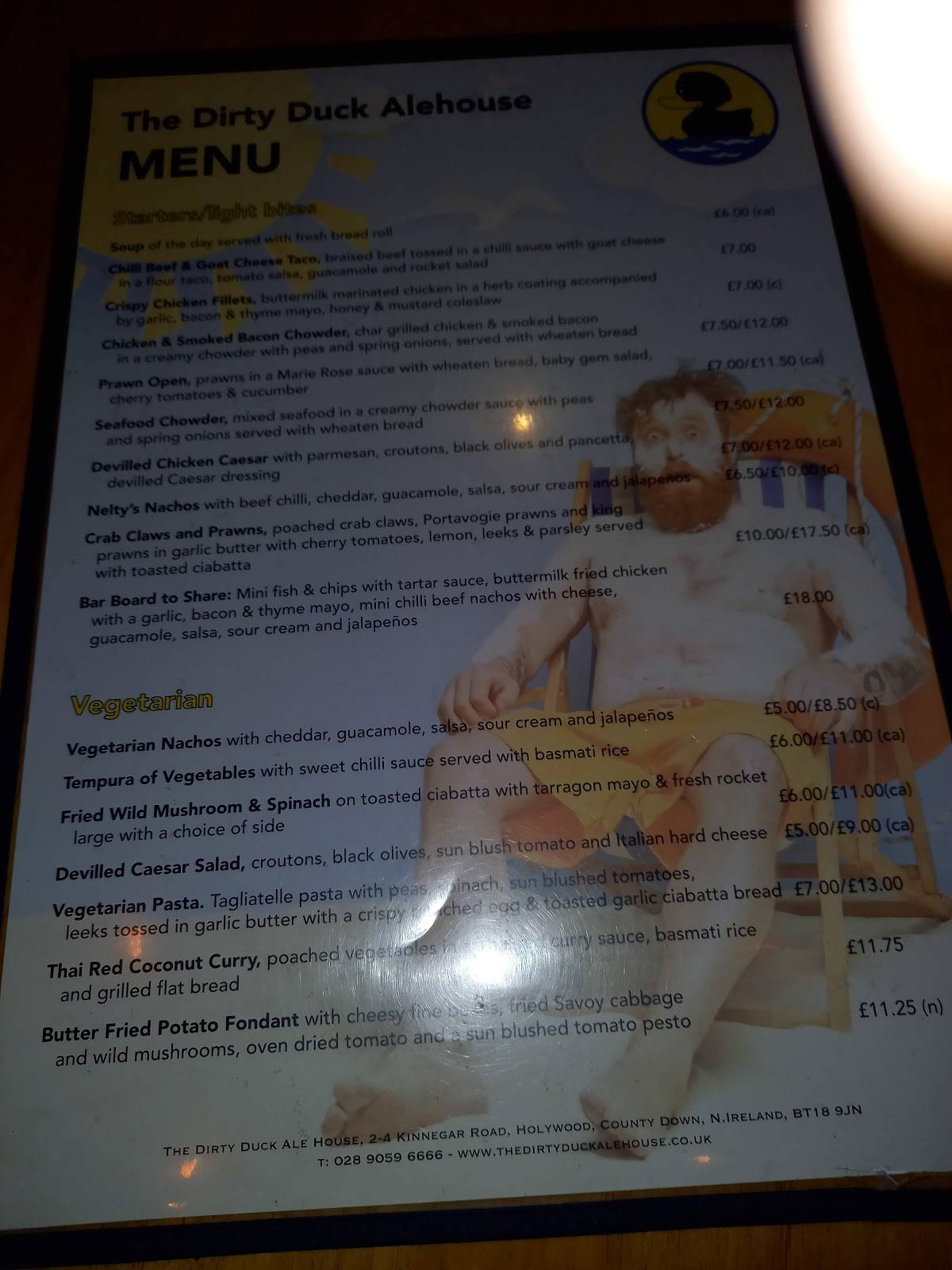 Menu at The Dirty Duck Alehouse pub & bar, Holywood