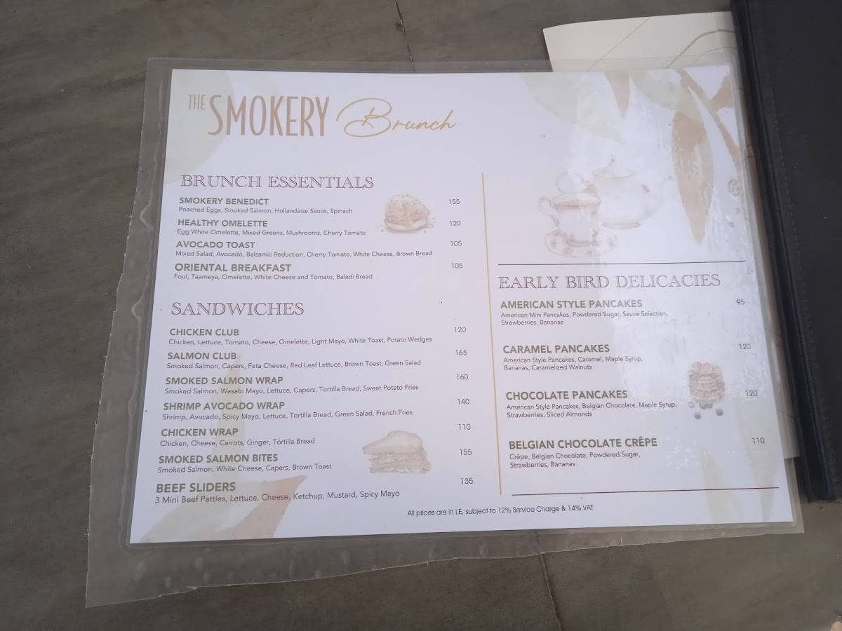 Menu at The Smokery Palm Hills pub & bar, Egypt