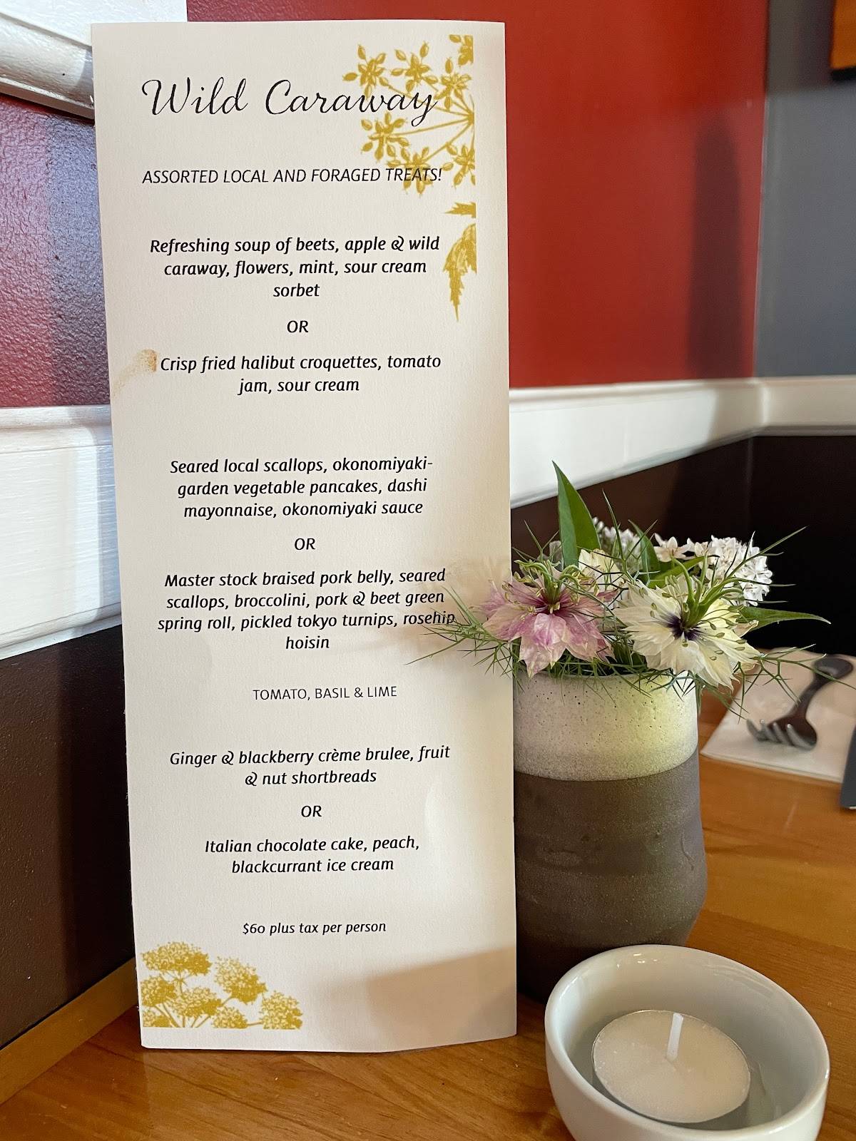 Menu at Wild Caraway cafe, Advocate Harbour
