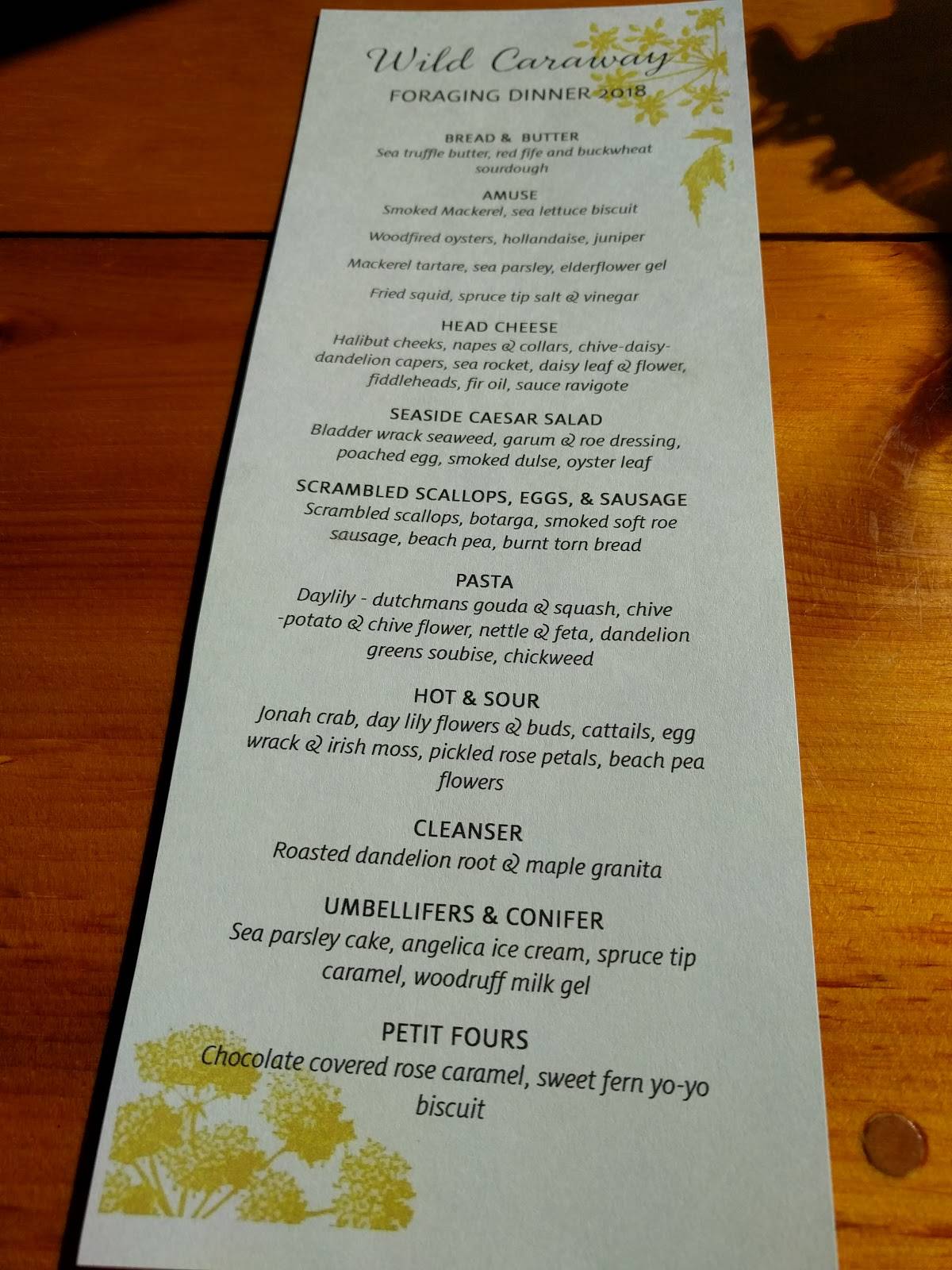 Menu at Wild Caraway cafe, Advocate Harbour