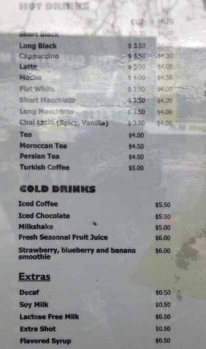 Menu at Cafe Aurora - Croydon, Croydon