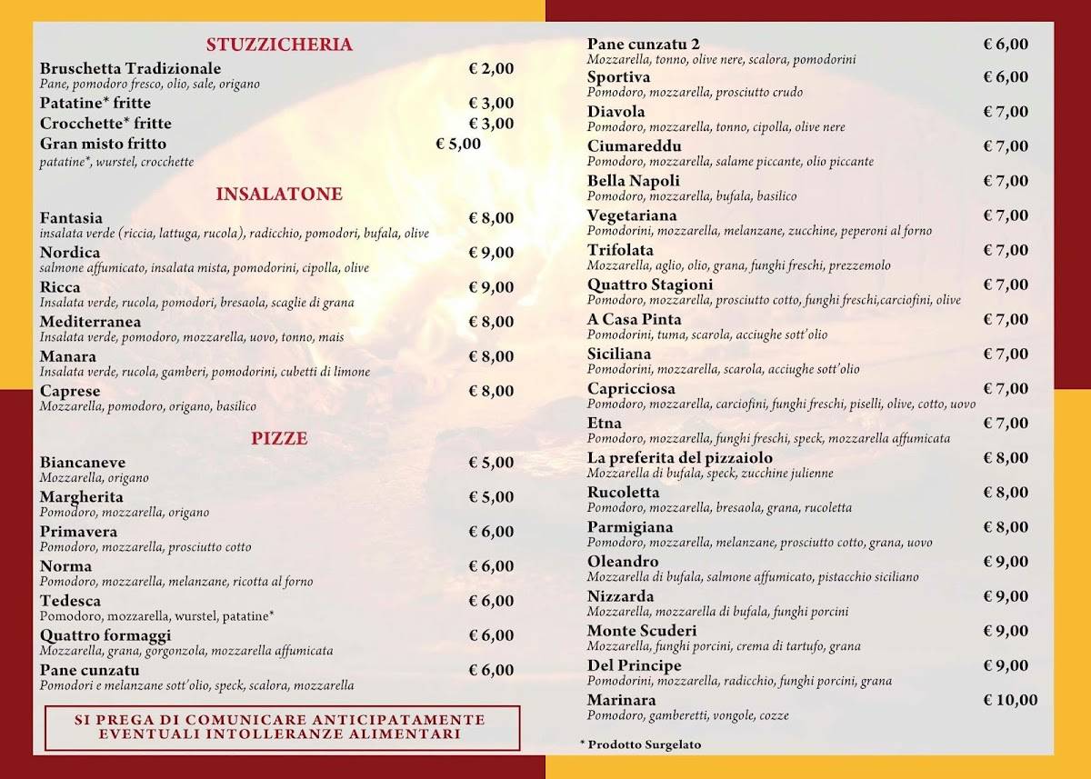 Menu da A Casa Pinta ristorante, Nizza di Sicilia