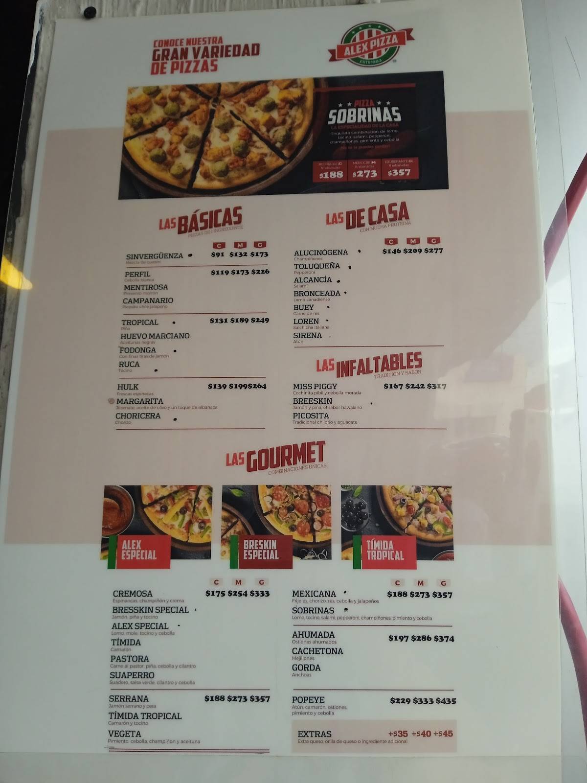 Carta del restaurante Alex Pizza, Ciudad del México, Av. San Jerónimo 630