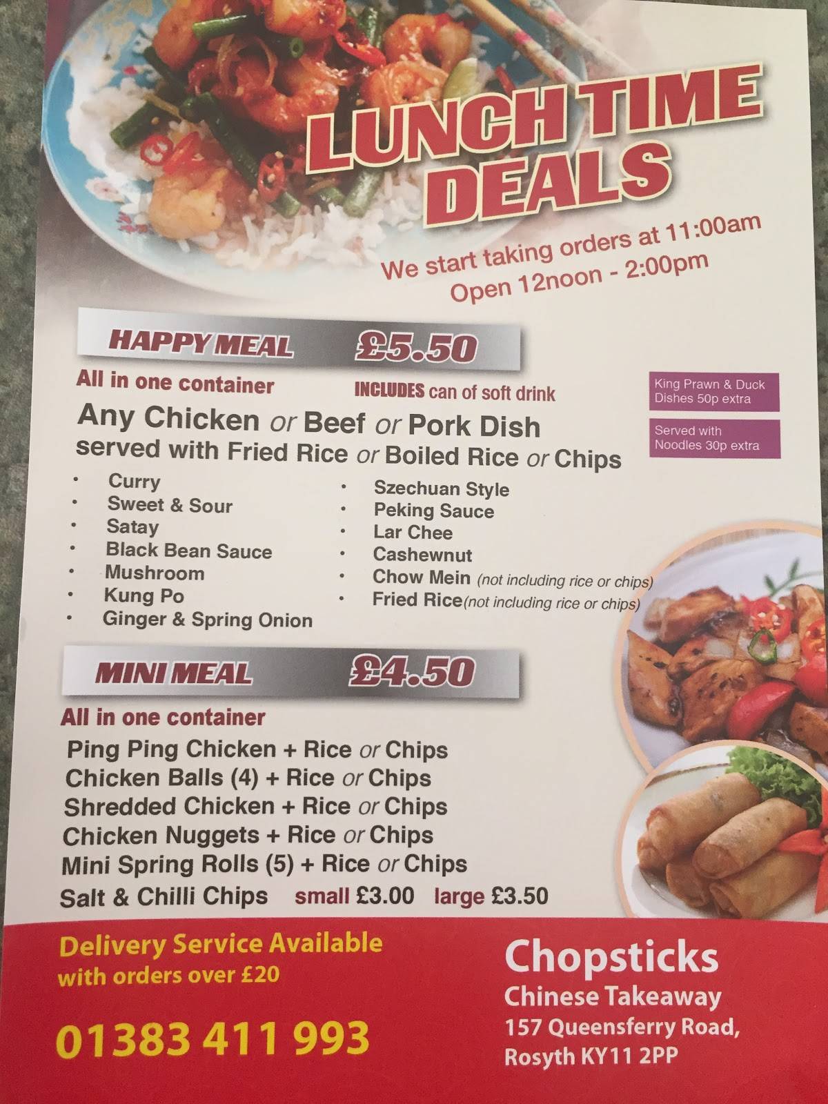 Menu at Chopsticks Chinese Restaurant, Dunfermline, 157 Queensferry Rd