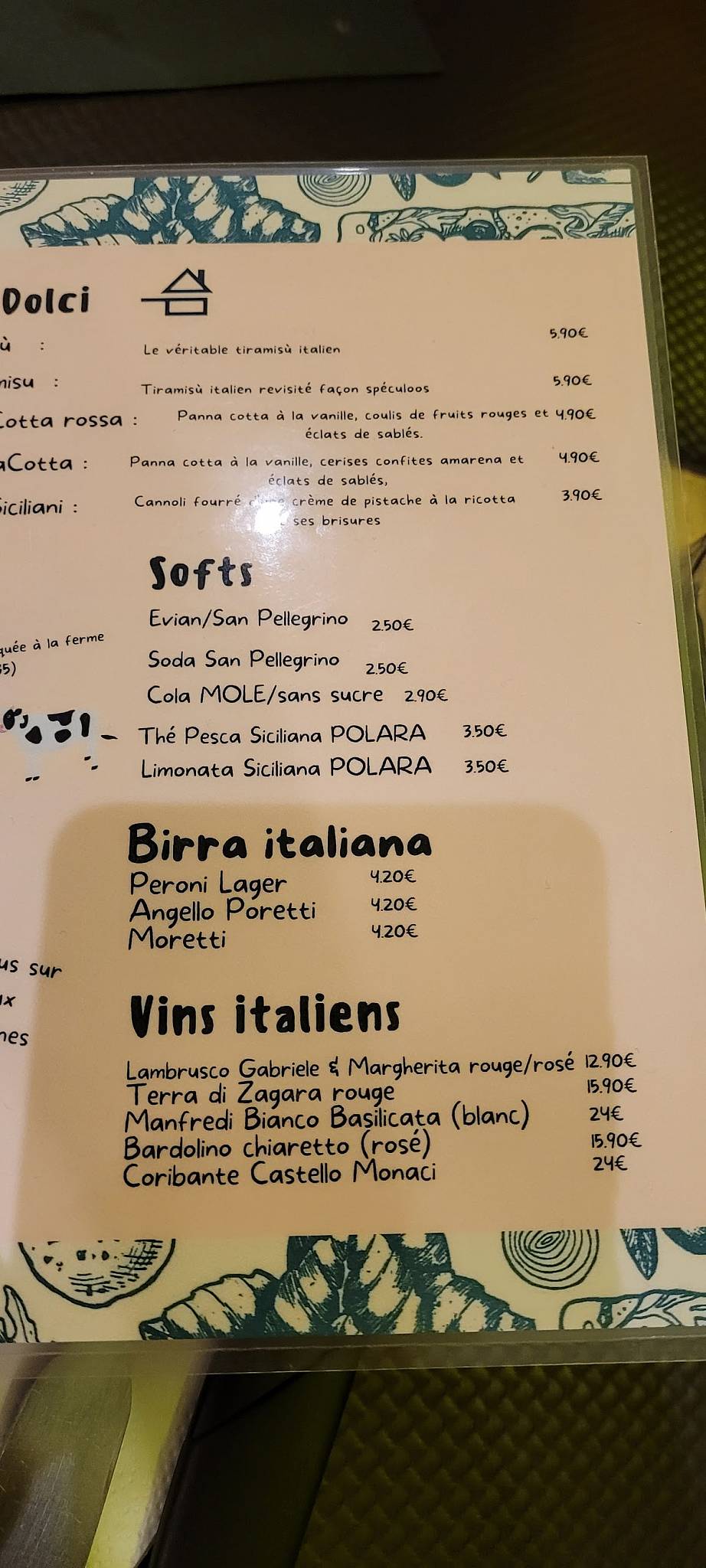 Menu au Ciao Bella - Pizza Napoletana restaurant, Rennes