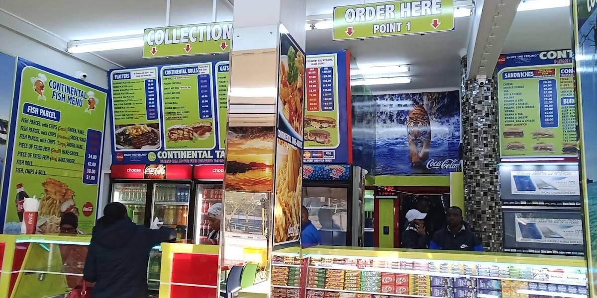 Menu at Continental Take-Away restaurant, Cape Town