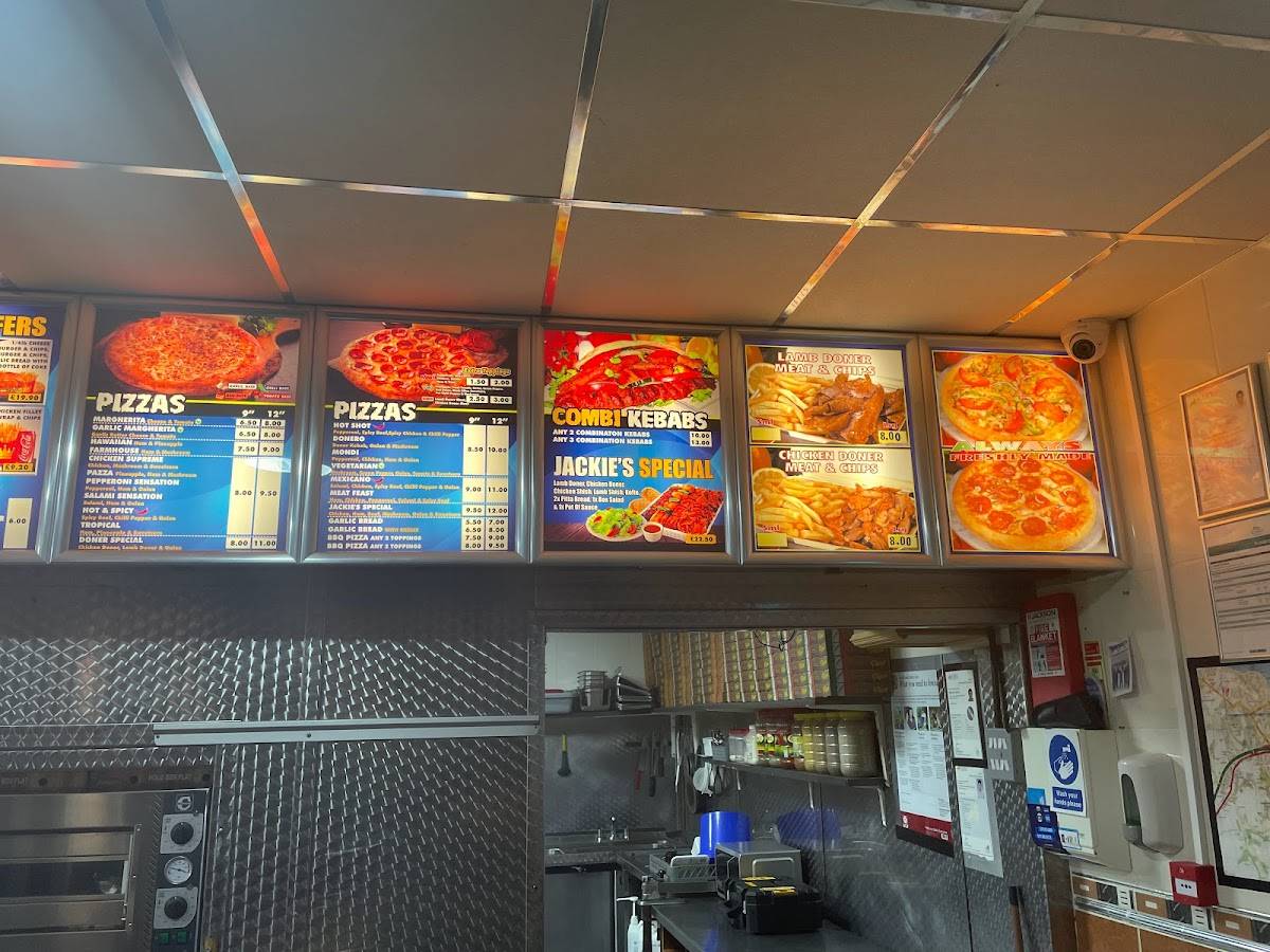 Menu at Jackie's Kebab House fast food, Old Colwyn