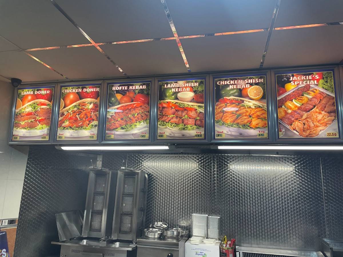 Menu at Jackie's Kebab House fast food, Old Colwyn
