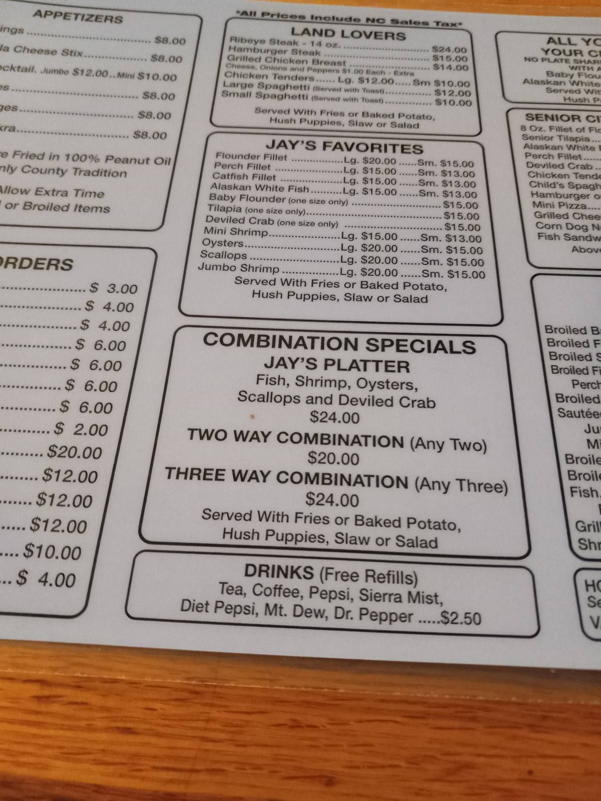 Menu at Jay's Downtowner Restaurant, Albemarle