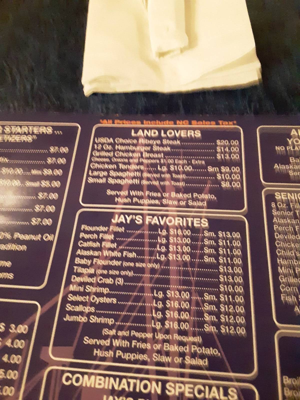 Menu at Jay's Downtowner Restaurant, Albemarle