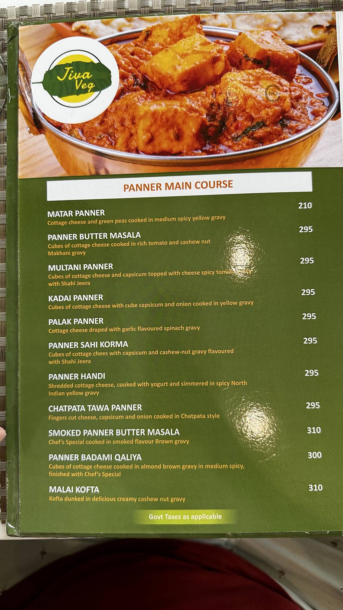 Menu at Jiva Veg, Nongpoh