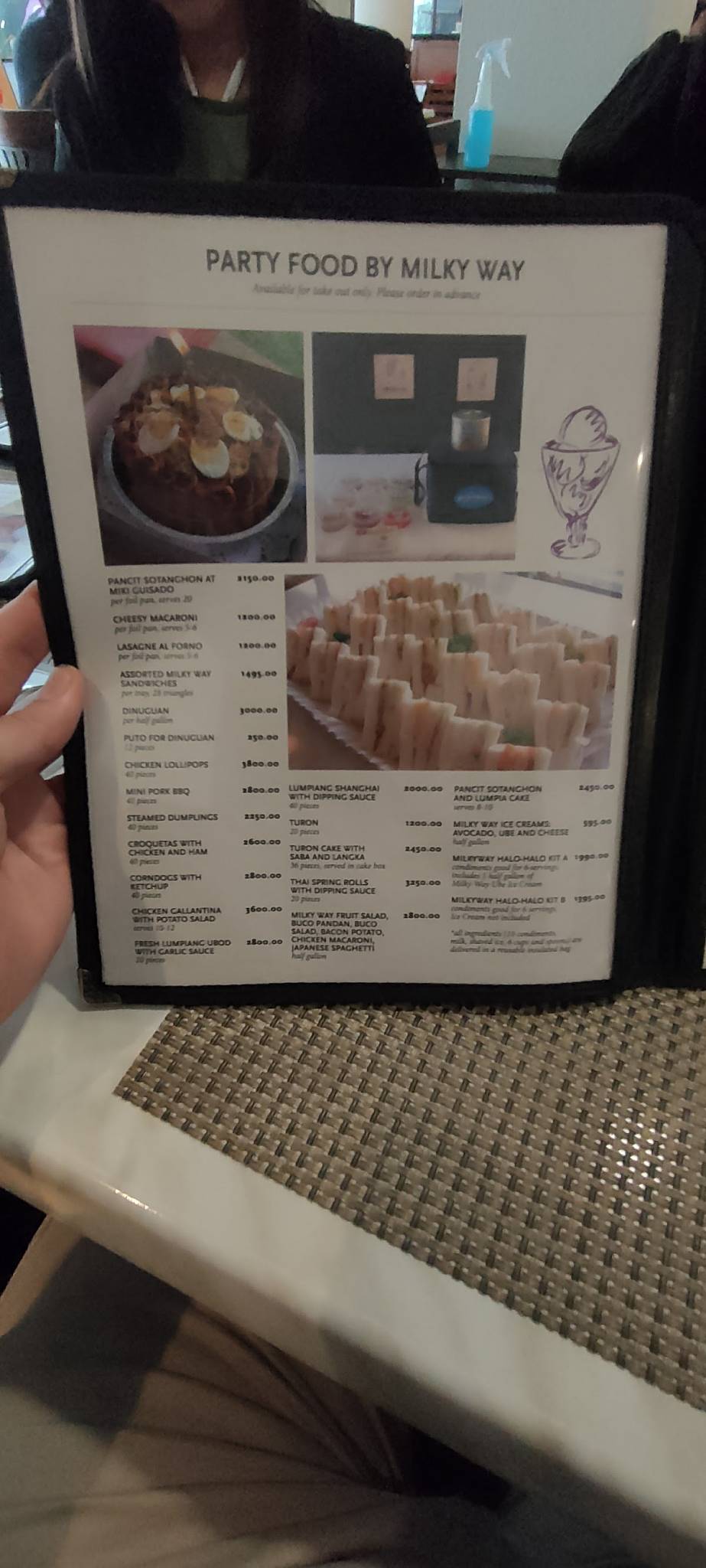 Menu at Milky Way Cafe, Makati, Milkyway