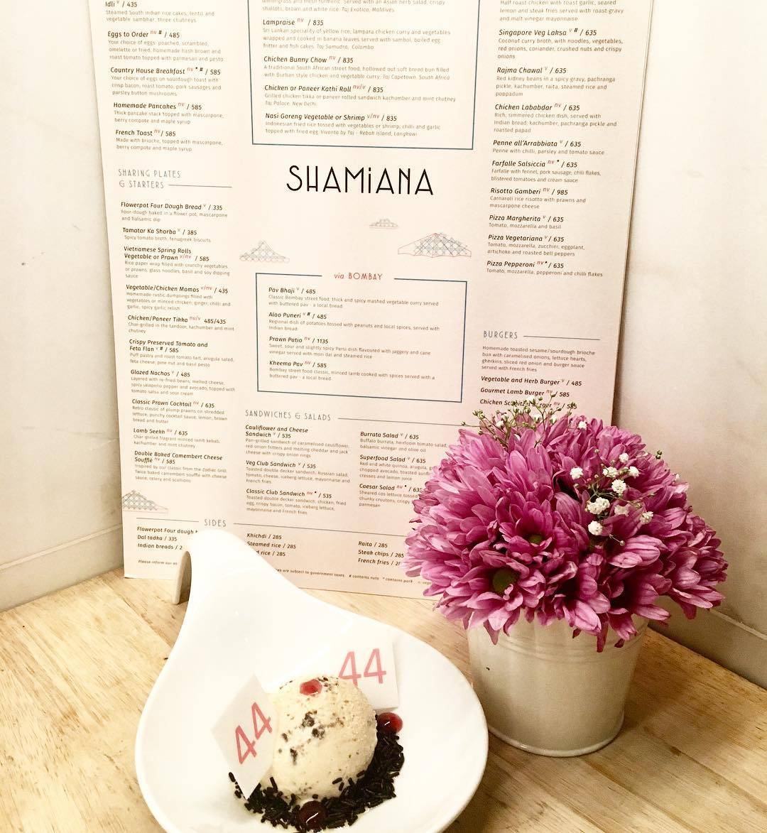 Menu at Shamiana, Mumbai, The Taj Mahal Palace Hotel