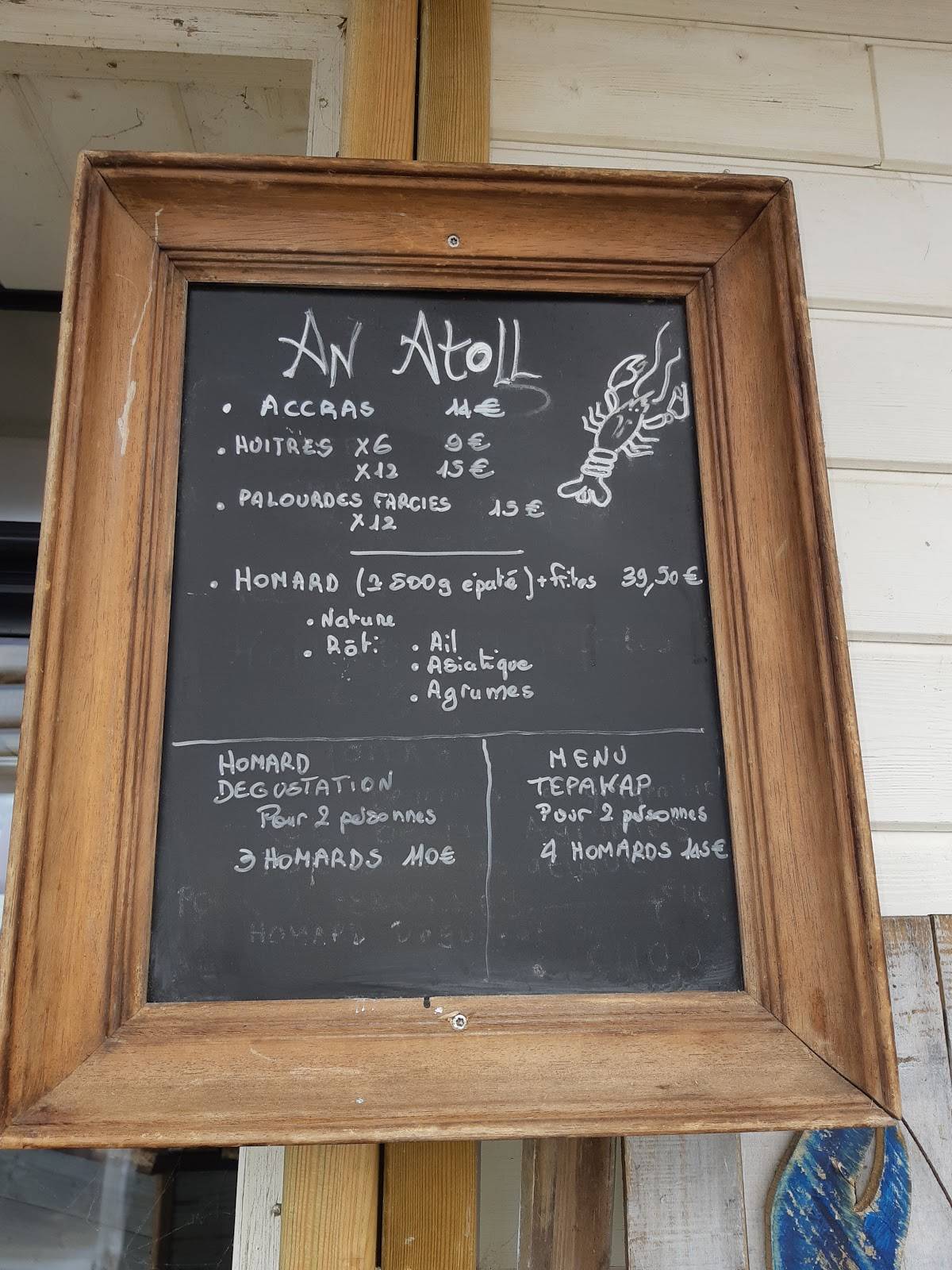 Menu au An Atoll restaurant, Guilvinec