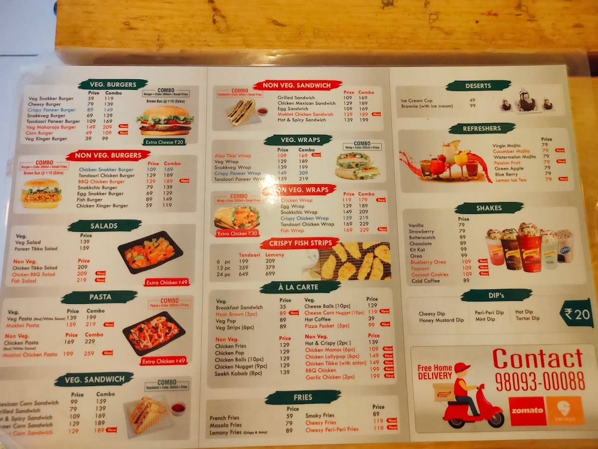 Menu at Snakker 100 Feet Road Bathinda, Bathinda, SCO-22