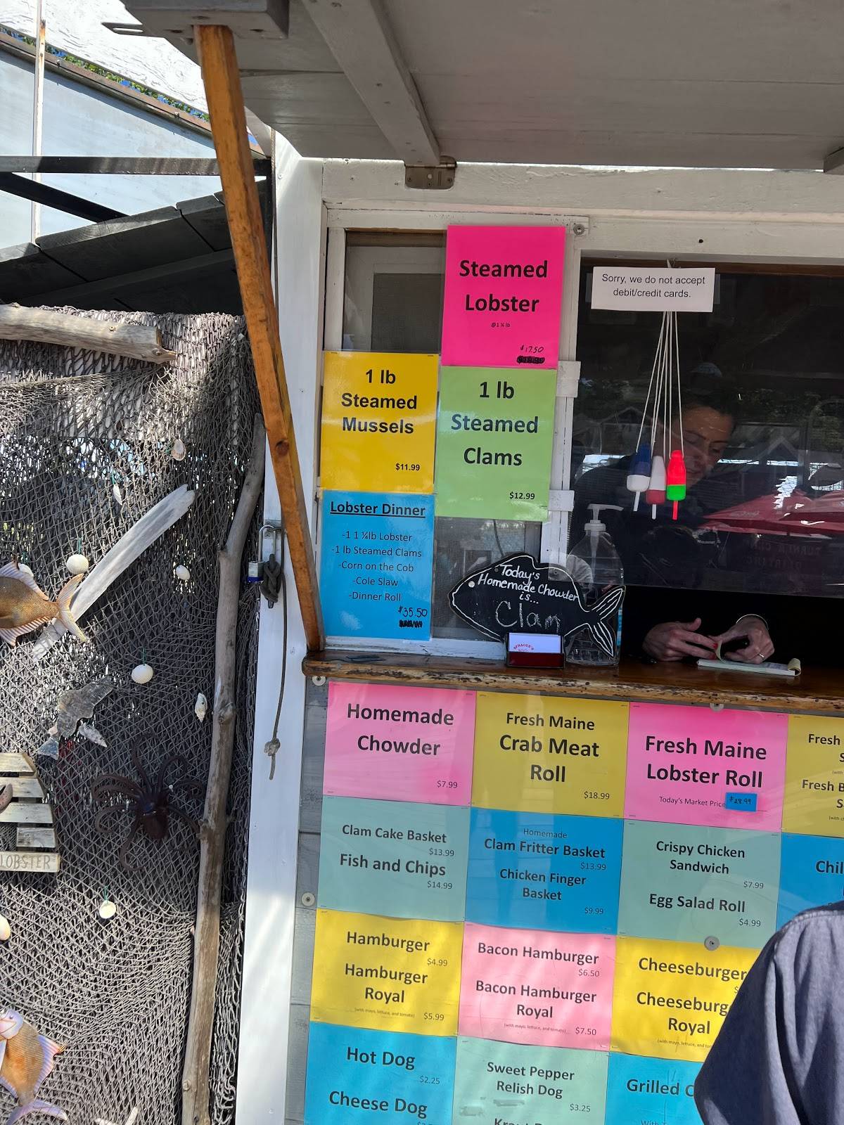 Menu at Sprague's Lobster restaurant, Wiscasset, 22 Main St