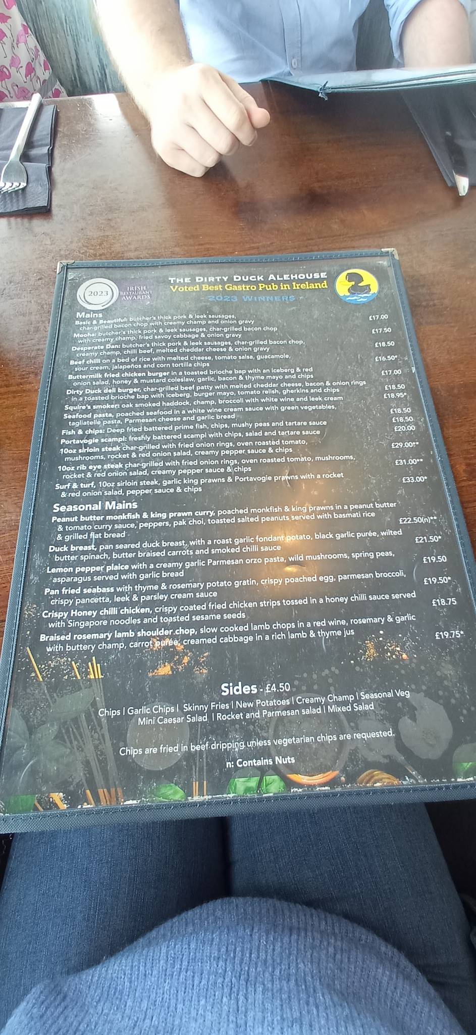 Menu at The Dirty Duck Alehouse pub & bar, Holywood