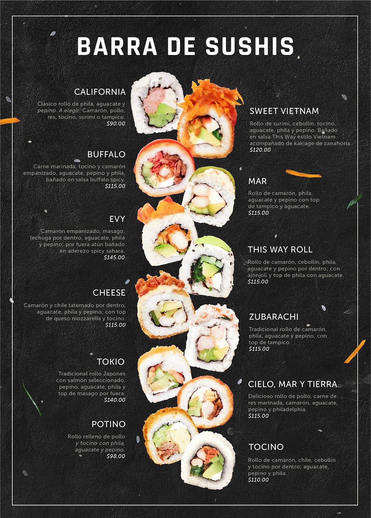 Carta del restaurante This Way Sushi & More, Ciudad Obregón, C. Cananea 914