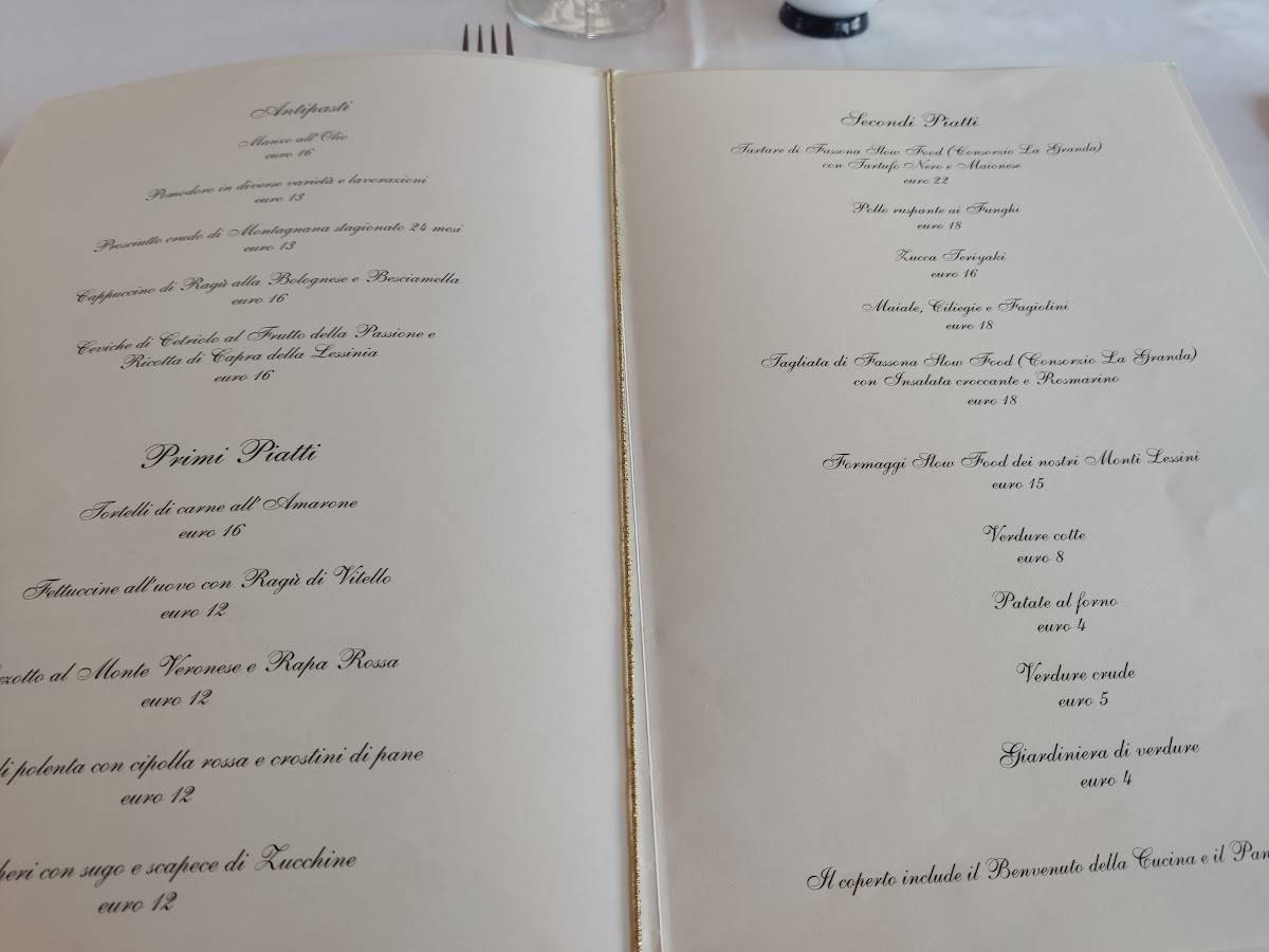 Menu da Trattoria Alla Ruota ristorante, Negrar