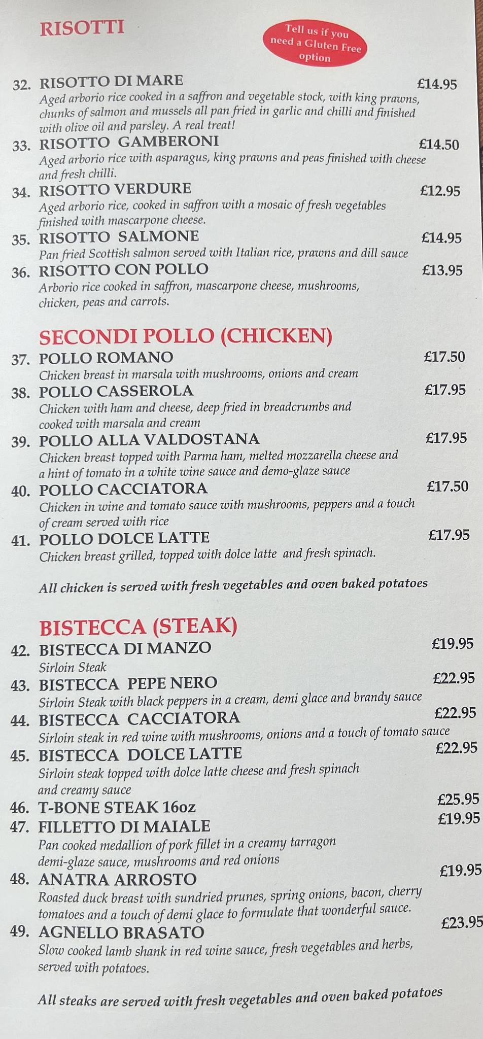 Menu at Antica Roma restaurant, Calne, 2 High St