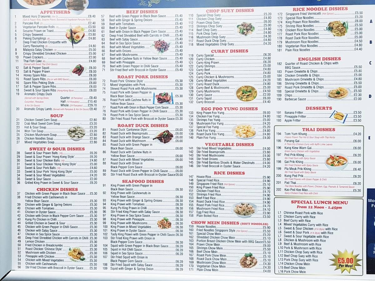 Menu at Blue Dragon fast food, Billingshurst