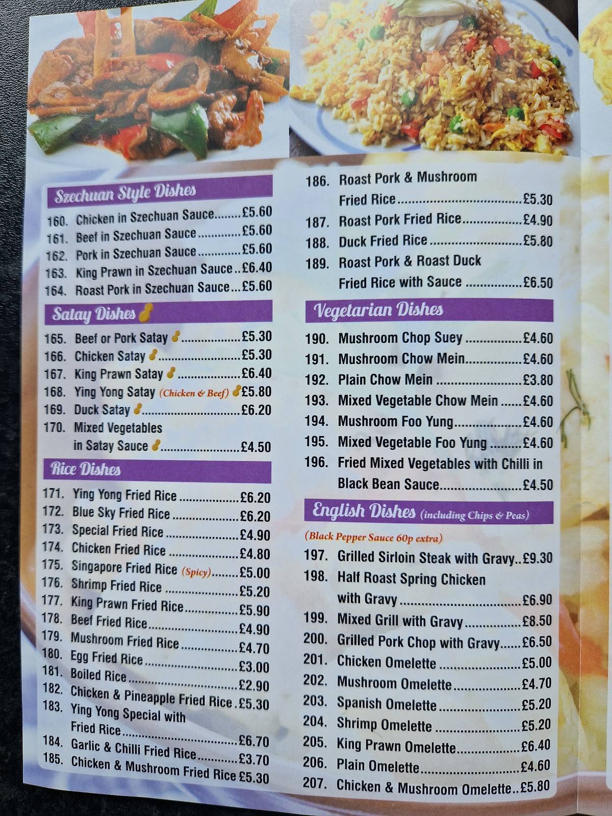Menu at Blue Sky fast food, Rushden