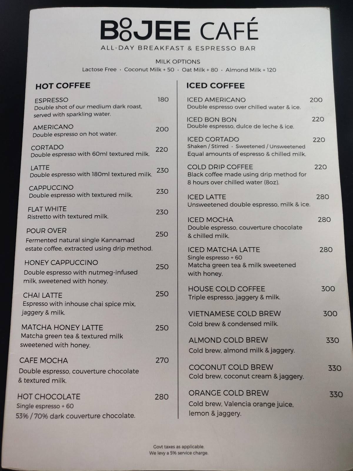 Menu at Boojee Cafe, Mumbai, Shop No 6