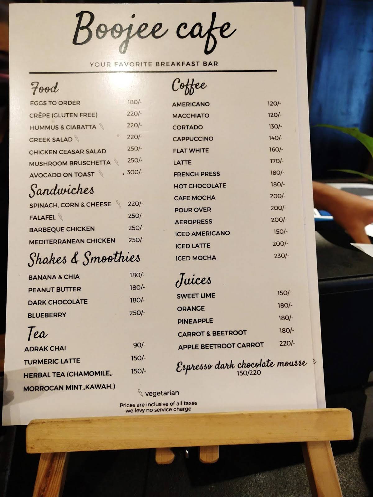 Menu at Boojee Cafe, Mumbai, Shop No 6