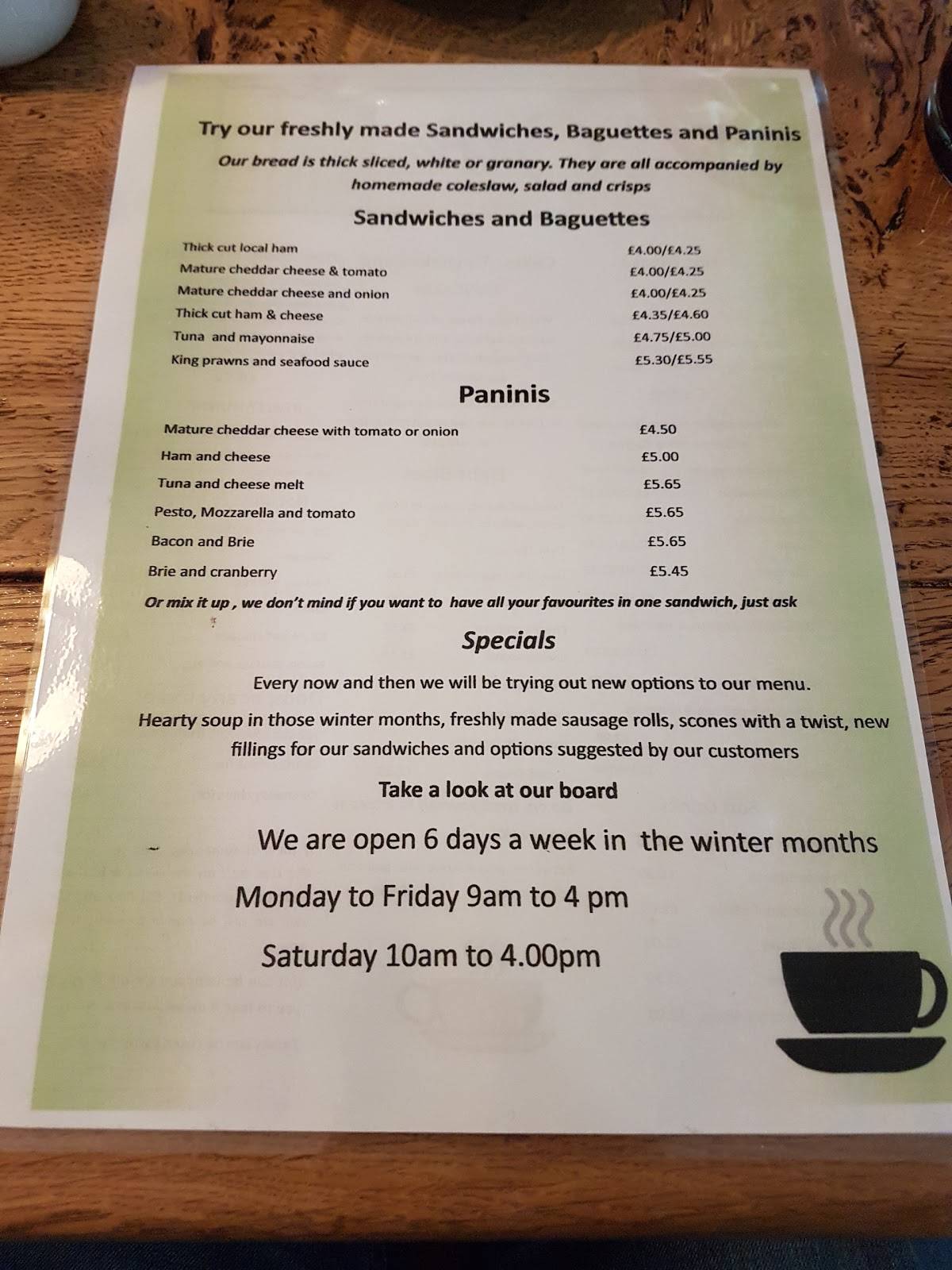 Menu at Un Cafe, Norwich, N Walsham Rd