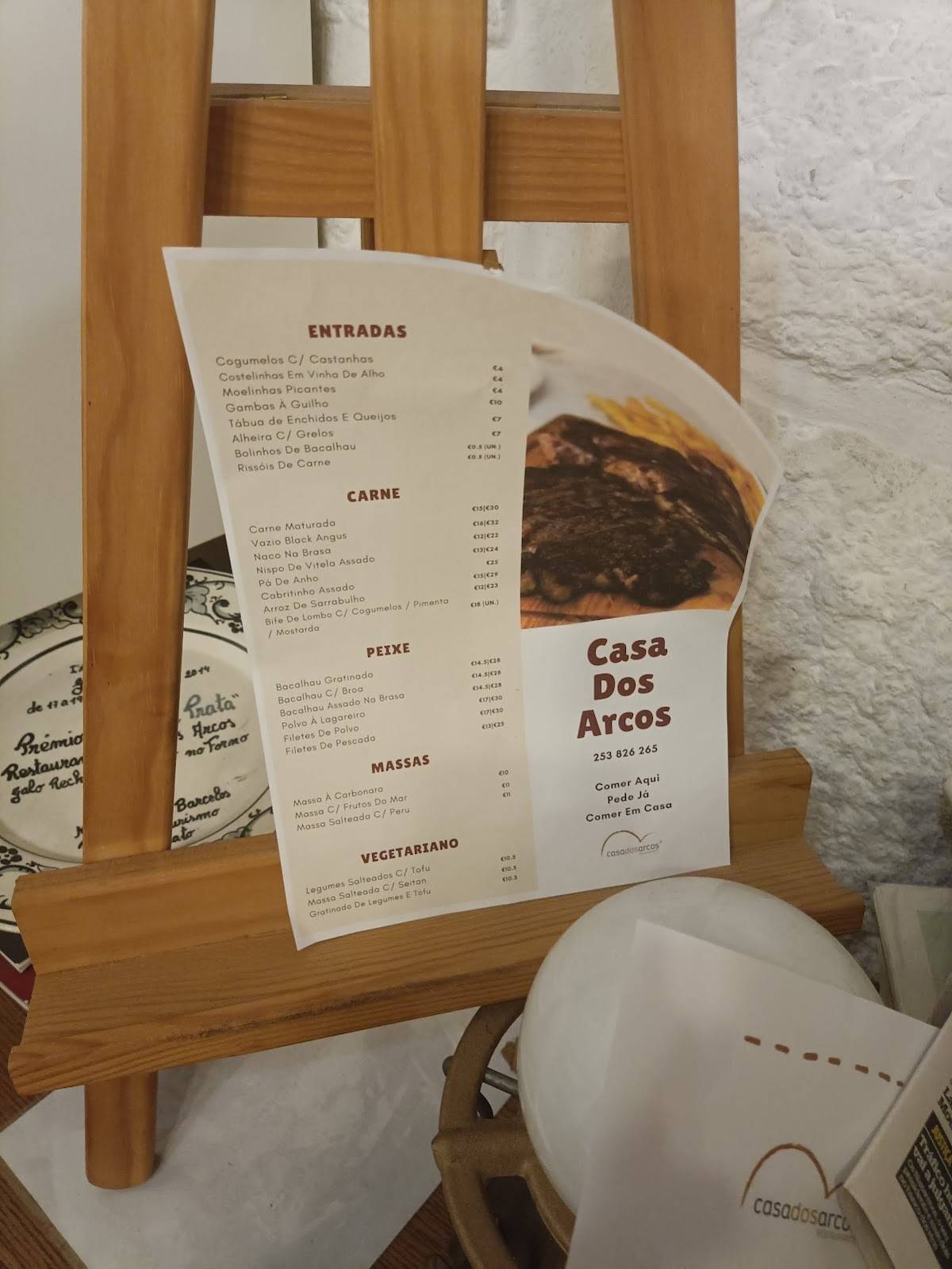 Menu em Casa dos Arcos restaurante, Barcelos