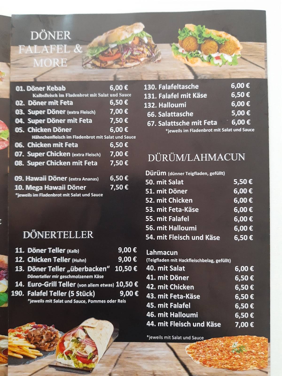Speisekarte von Euro Grill 1 Burger/Döner/Pizza und mehr, Wernigerode