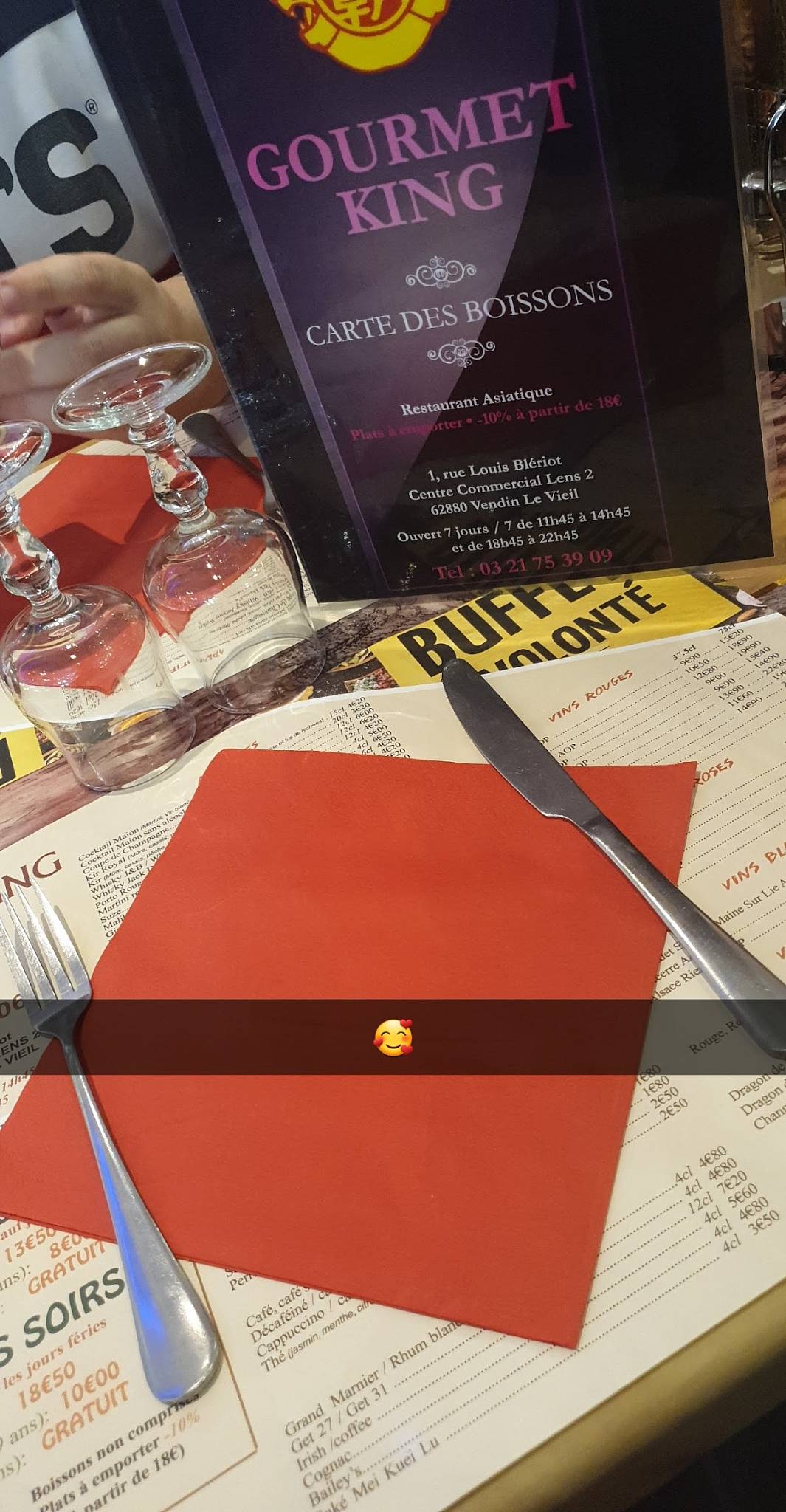 Menu au Gourmet king restaurant, Vendin-le-Vieil