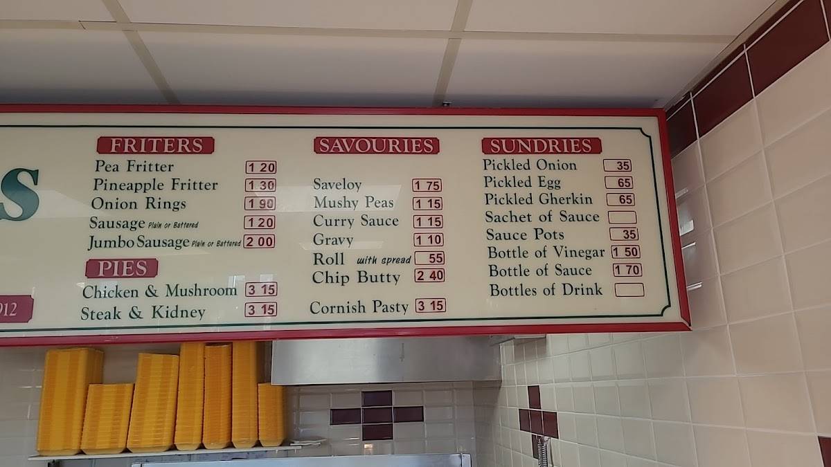 Menu at Herbies Fish & Chips restaurant, Bournemouth, 466 Castle Ln W
