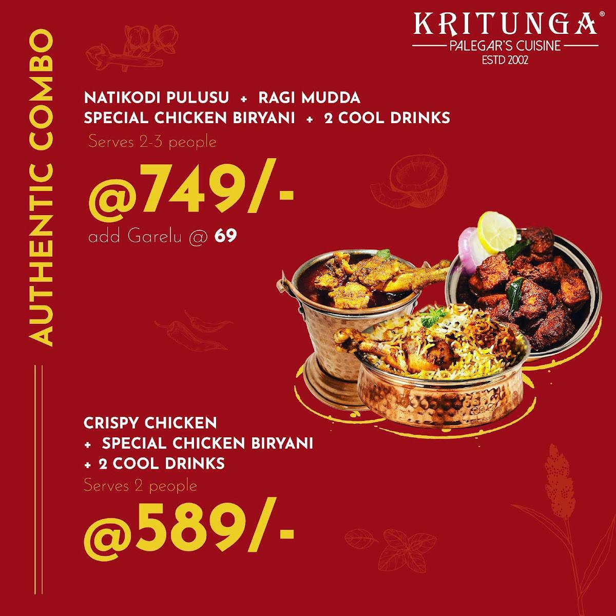 Menu at Kritunga Restaurant, Khammam