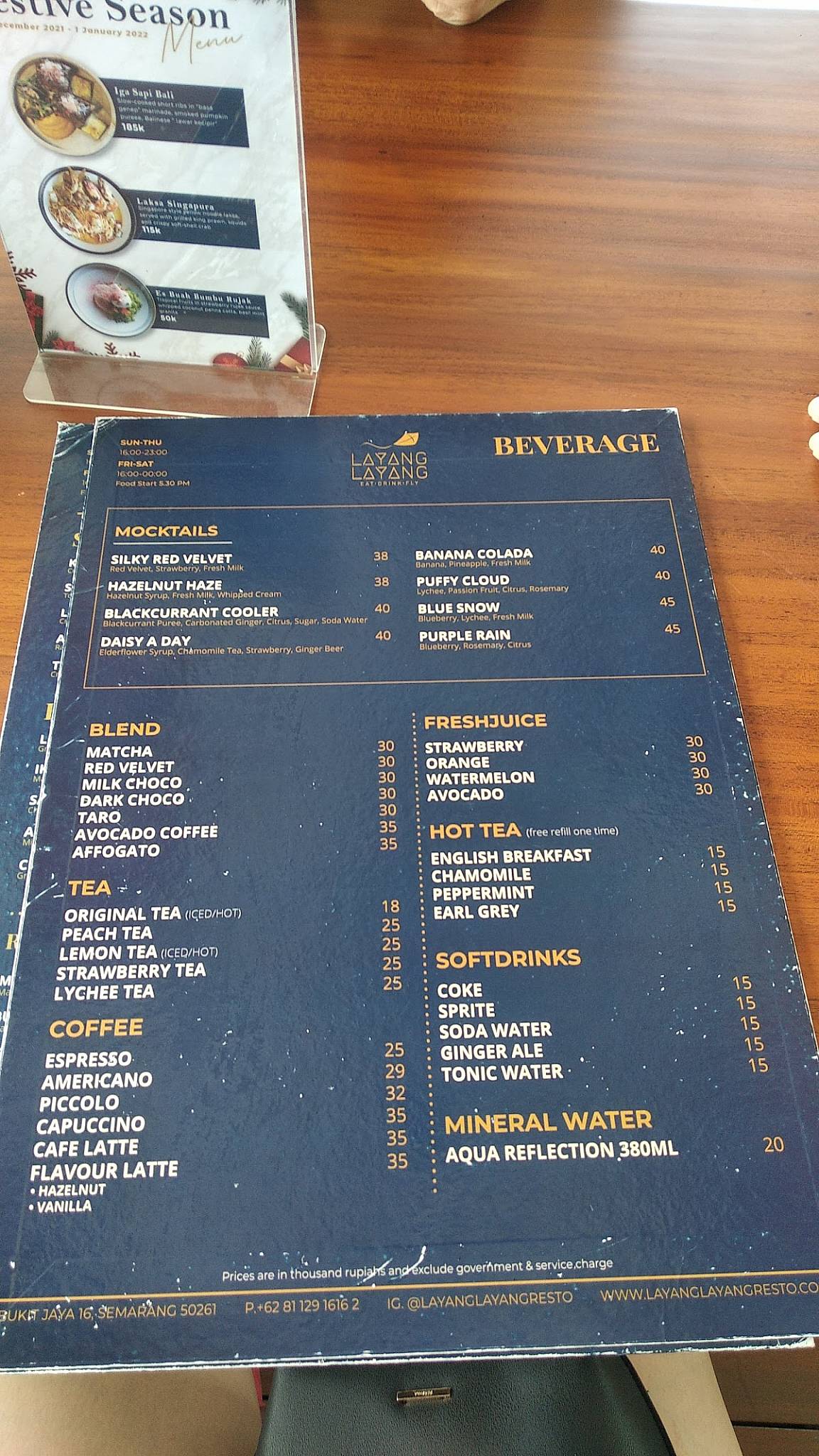Menu at Layang Layang Kitchen, Restaurant & Rooftop Bar Semarang, Semarang