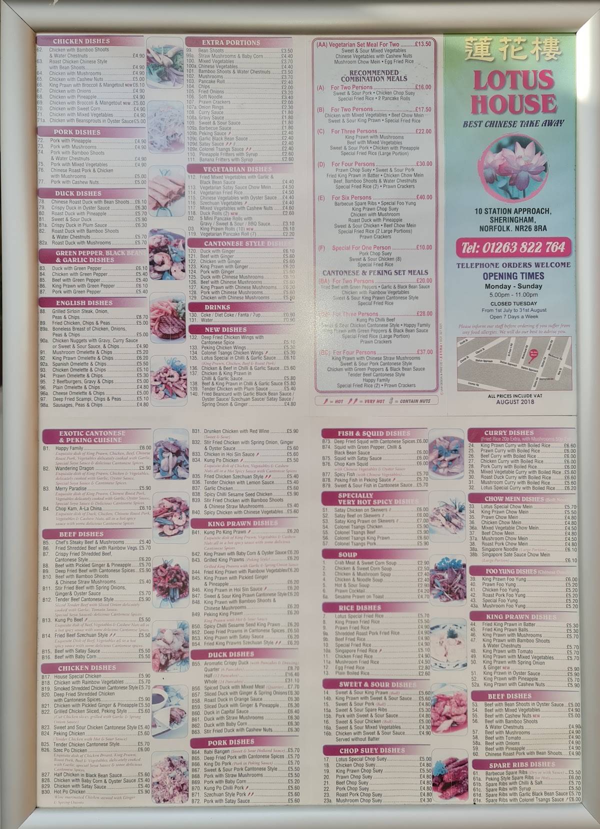 Menu at Lotus House fast food, Sheringham