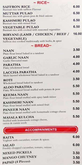Menu at Machan Indian Restaurant, Eltham, 2&3/953 Main Rd