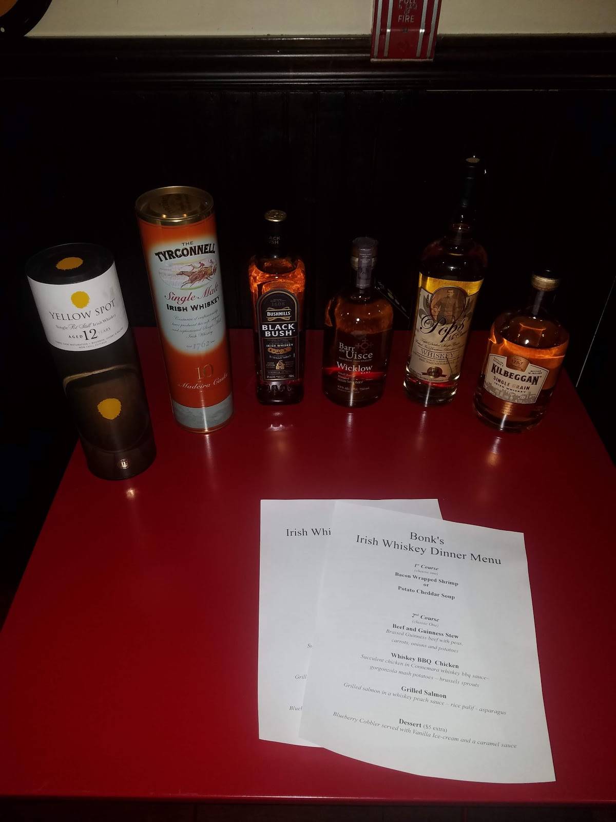 Menu at Bonk's Bar, Philadelphia, Richmond St