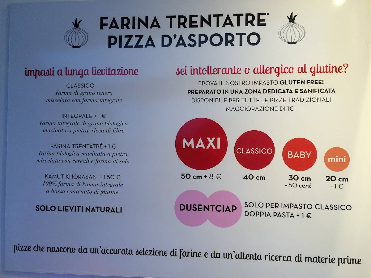 Menu da Farina Trentatré pizzeria, Missaglia, Via Vespucci