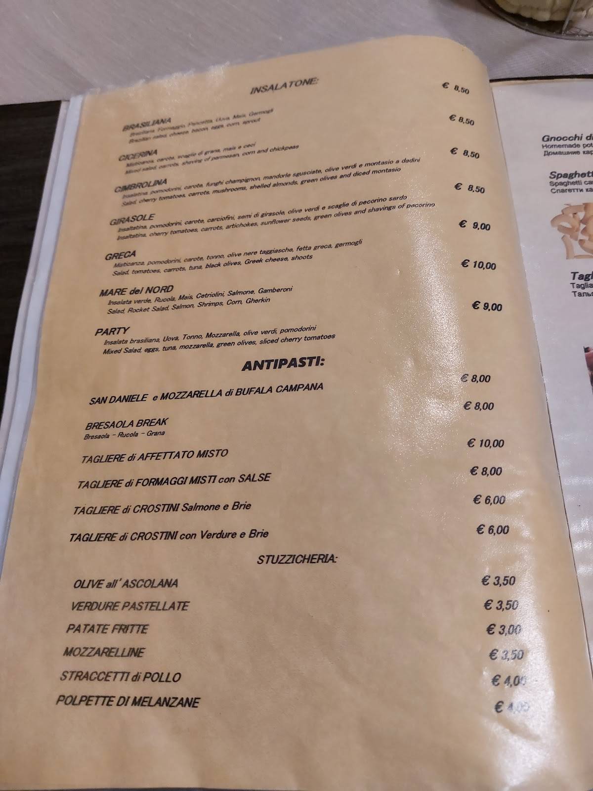 Menu da Pizzeria Ristorante Cin Cin, Noventa di Piave, Via Calnova