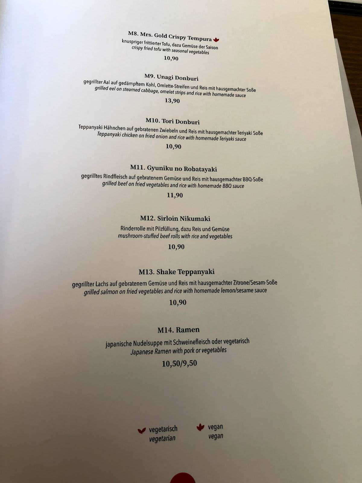 Speisekarte von Senju Restaurant, Mannheim