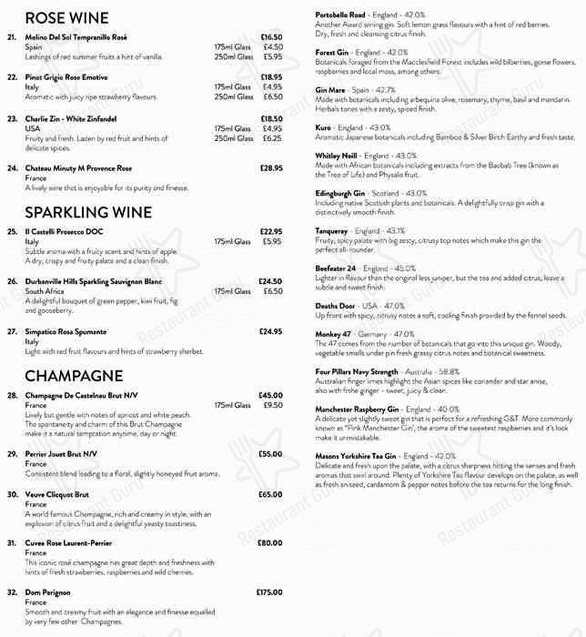 Menu at Suburban Green restaurant, Wilmslow
